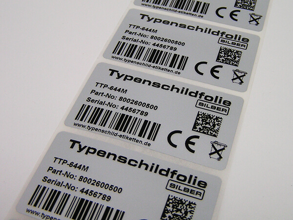 Silberne Typenschild-Etiketten | Über 700 Etikettengrößen - Typenschild ...